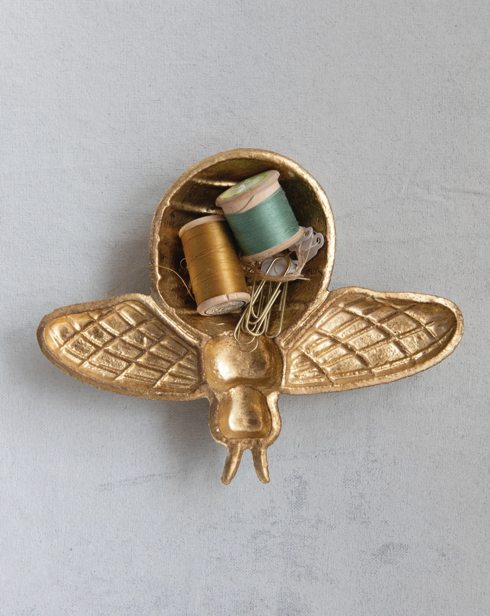 DECORATIVE CAST IRON BEE SHAPED DISH - GOLD FINISH – La Bella Maison