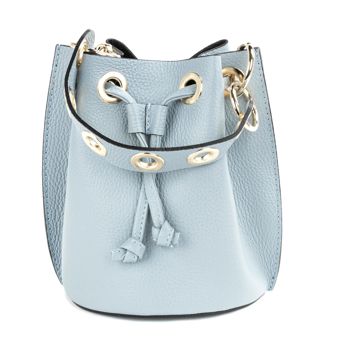LEATHER BUCKET BAG - LT BLUE – La Bella Maison